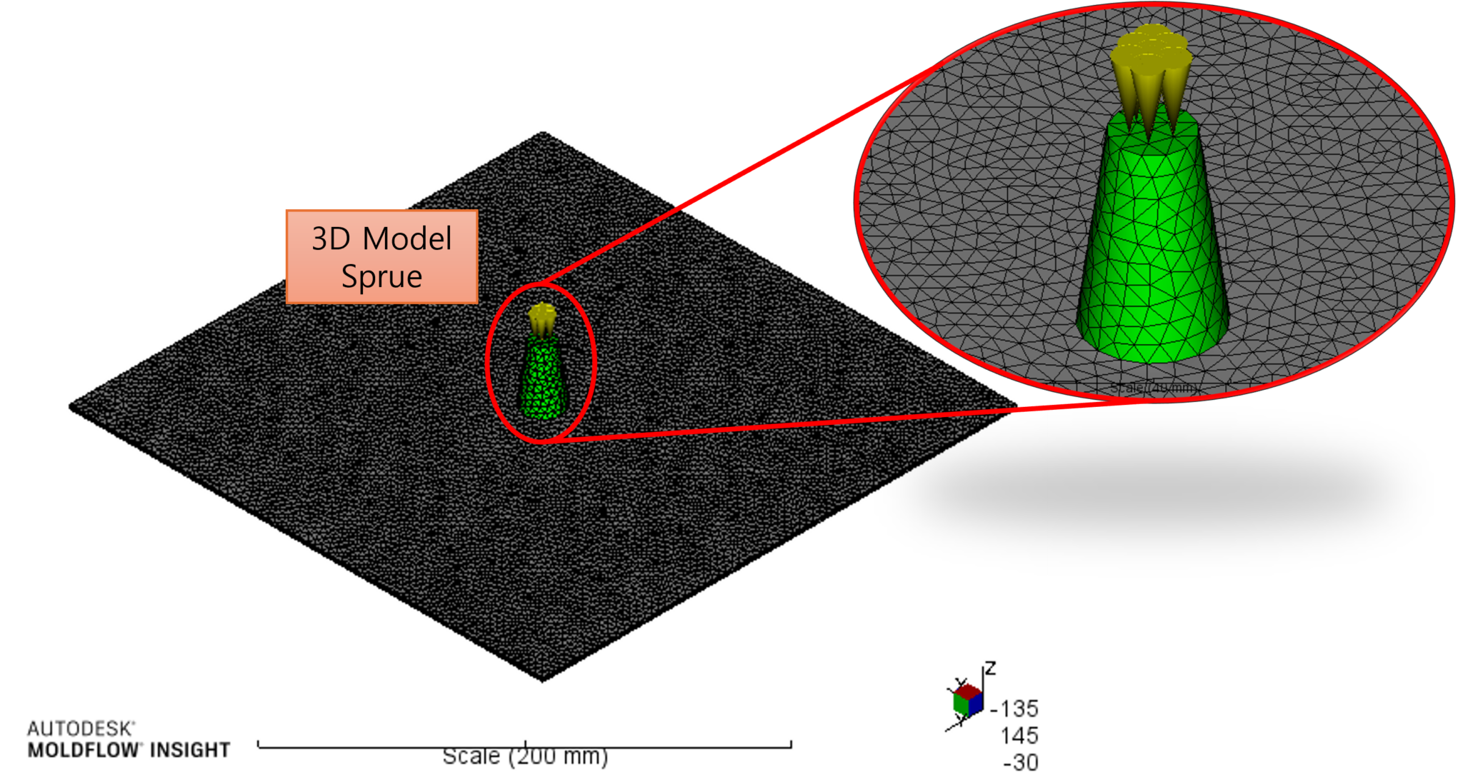 Moldflow 기술문서 - 3D Mesh로 생성한 스프루 면에 Injection Location을 전체 생성하는 이유 - ED&C Tech Center